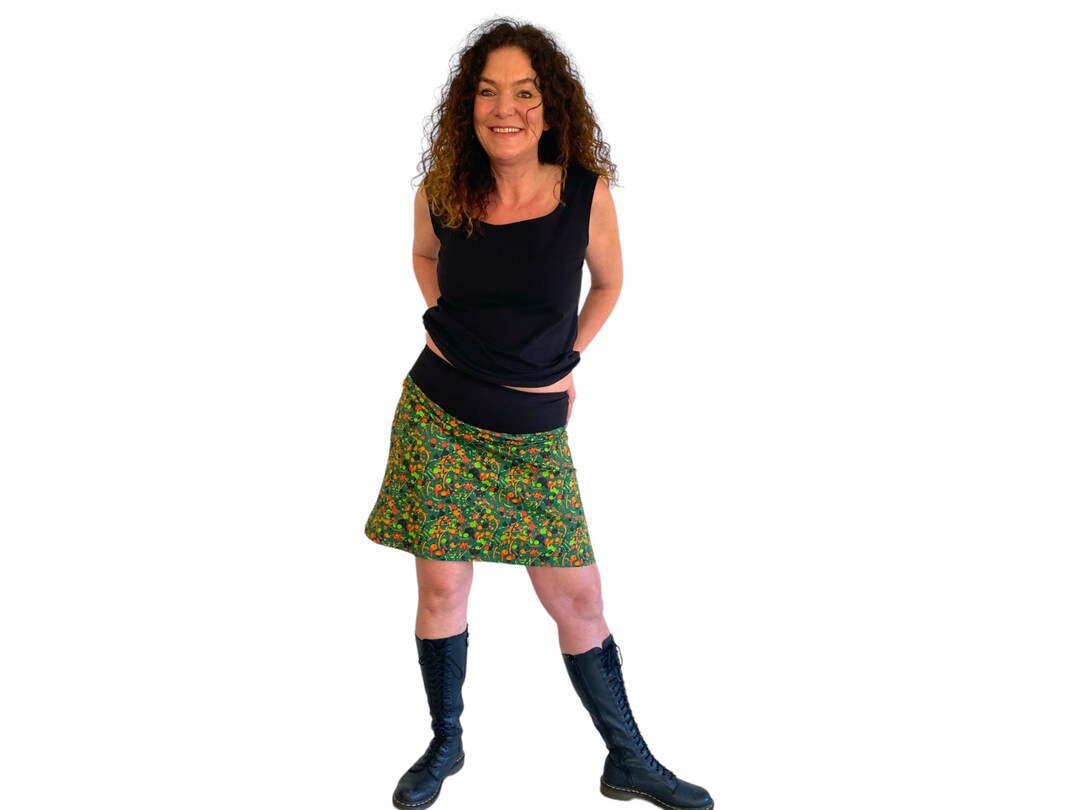 Waistband Skirt in A-shape Green With Colorful Dots of Color - Etsy