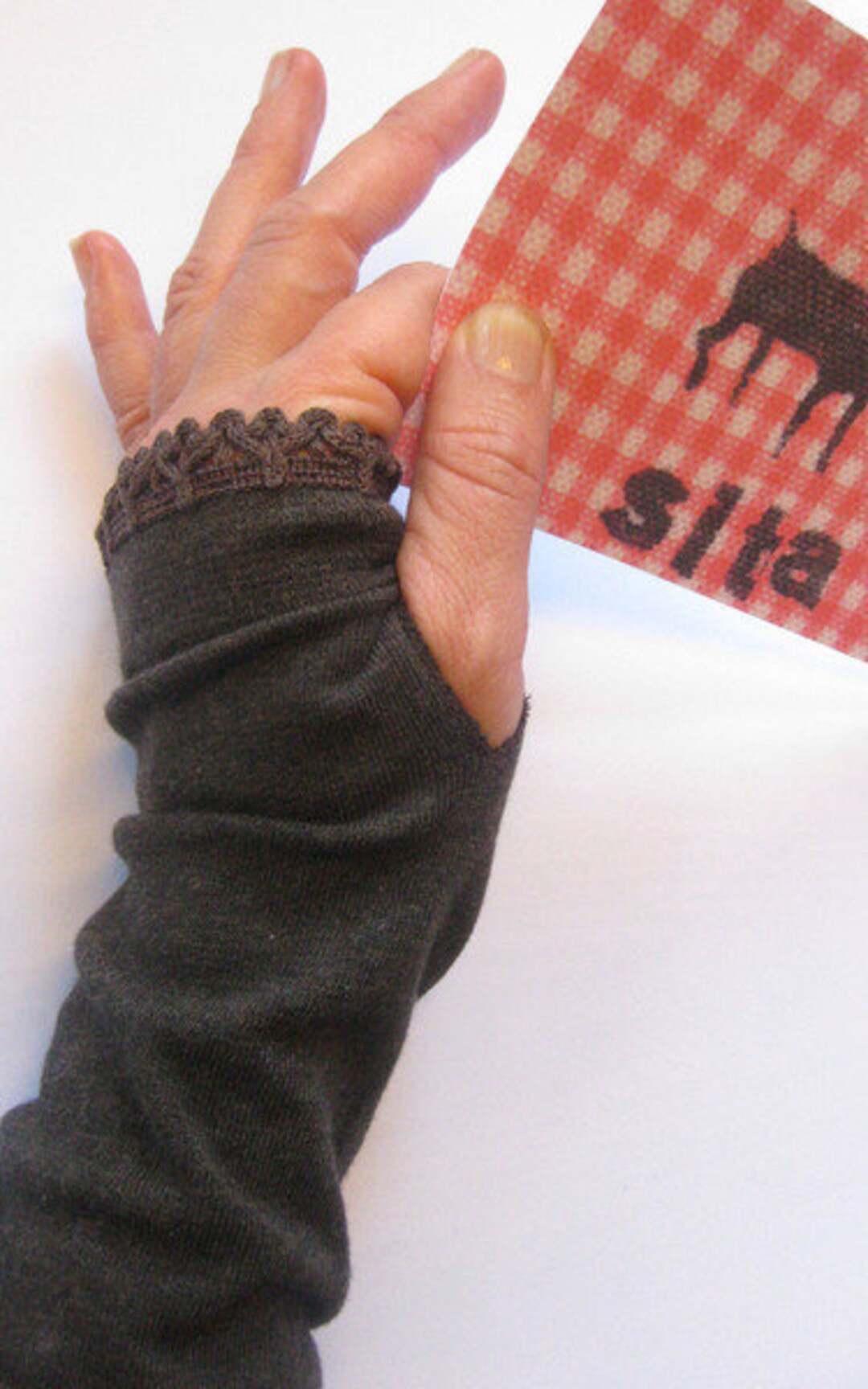 Cuffs, Arm Warmers With Thumb Hole Brown Ruffle - Etsy