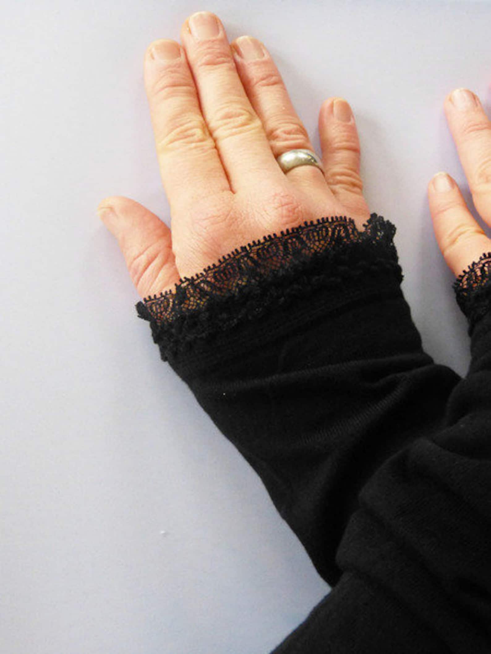 Cuffs Arm Warmers Pulse Warmers Black Ruffles - Etsy
