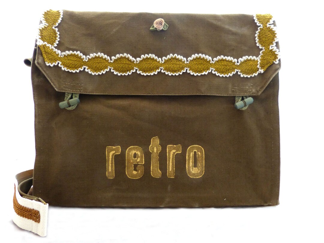 Retro, Olive, Recycled Laptop Bag, School Bag, Women's Shoulder Bag ...