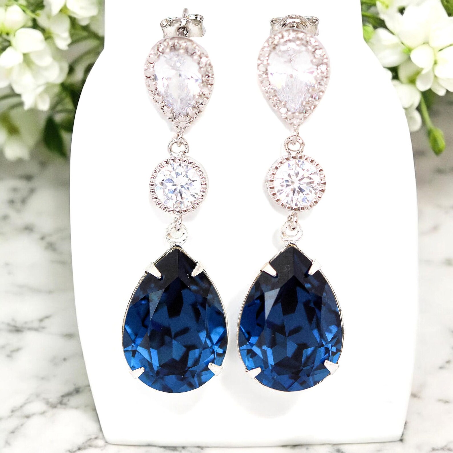 Navy Blue Bridal Set Navy Blue Jewelry Set Bridesmaid Jewelry Navy ...