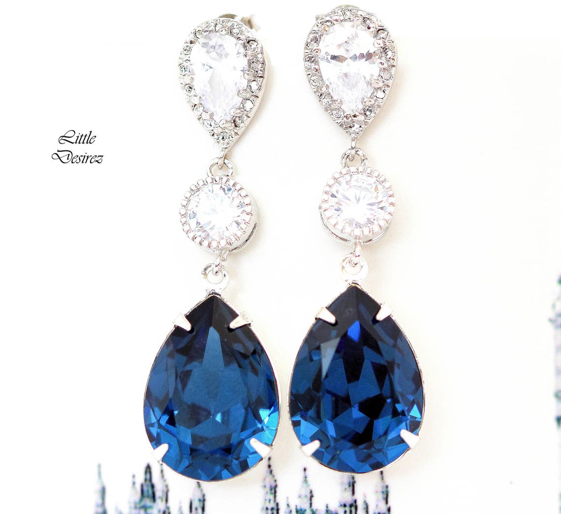 Navy Blue Bridal Set Navy Blue Jewelry Set Bridesmaid Jewelry | Etsy