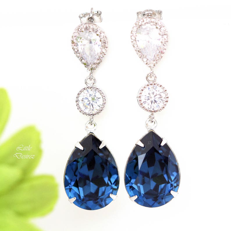 Navy Blue Bridal Set Navy Blue Jewelry Set Bridesmaid Jewelry | Etsy