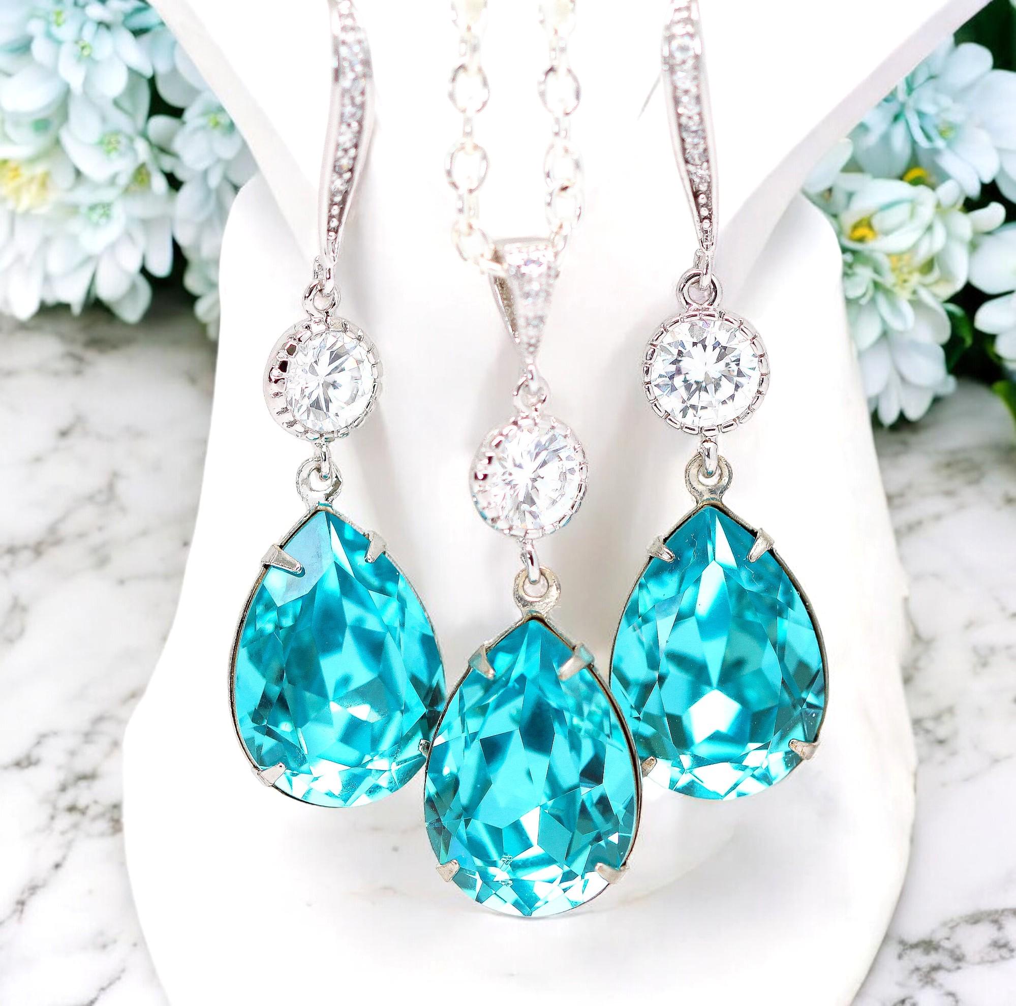 Blue Necklace Turquoise Necklace Blue Jewelry Necklace Bridal Necklace ...