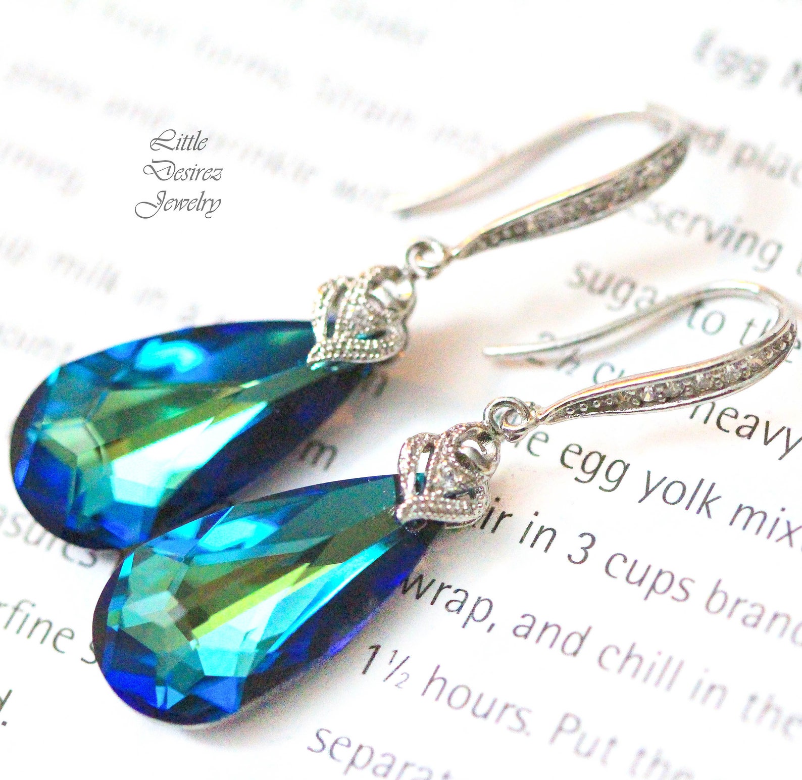 Bermuda Blue Crystal Necklace & Earrings Set Teal Blue Something Blue ...