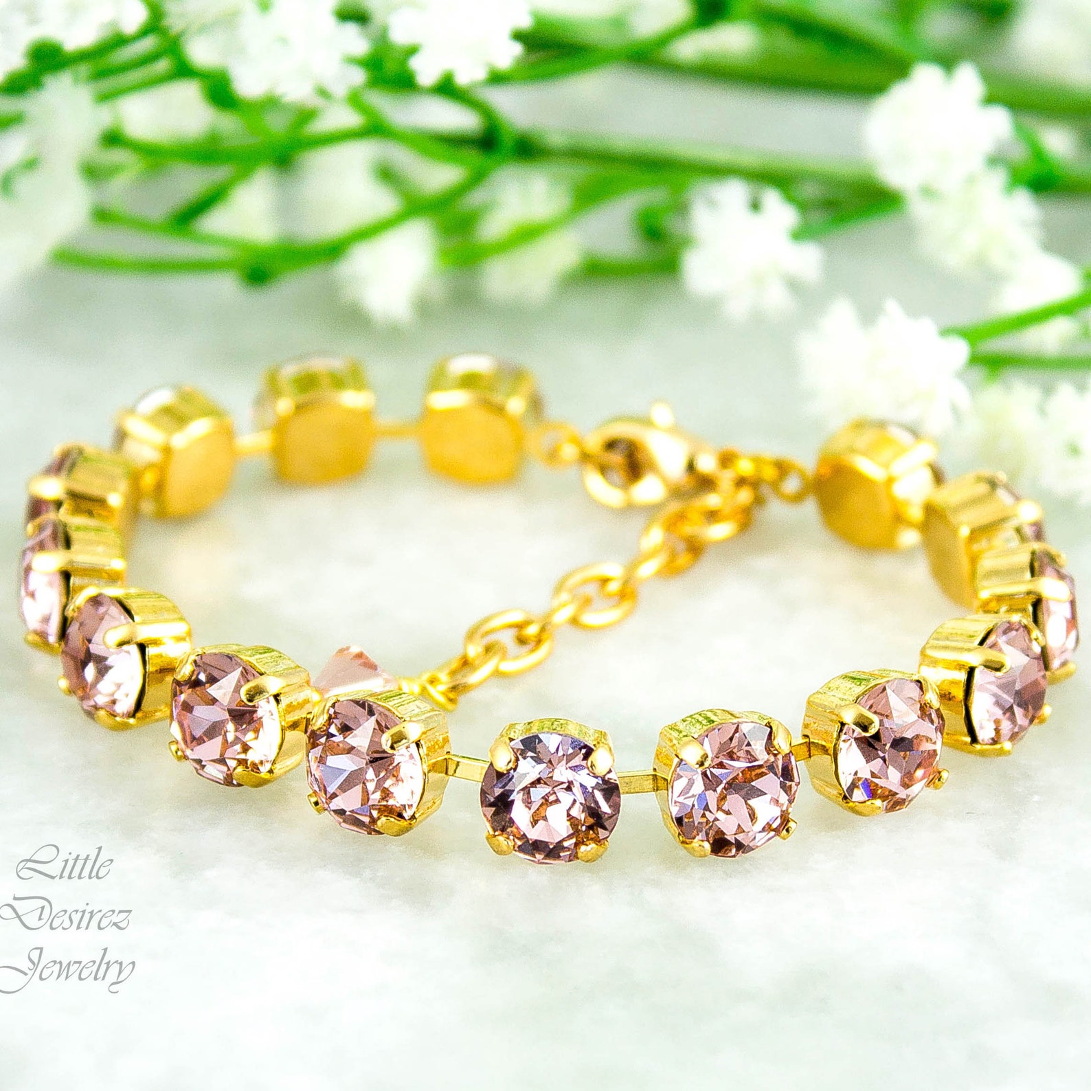 Blush Pink Bracelet Rivoli Bracelet Crystal Vintage Rose Tennis ...