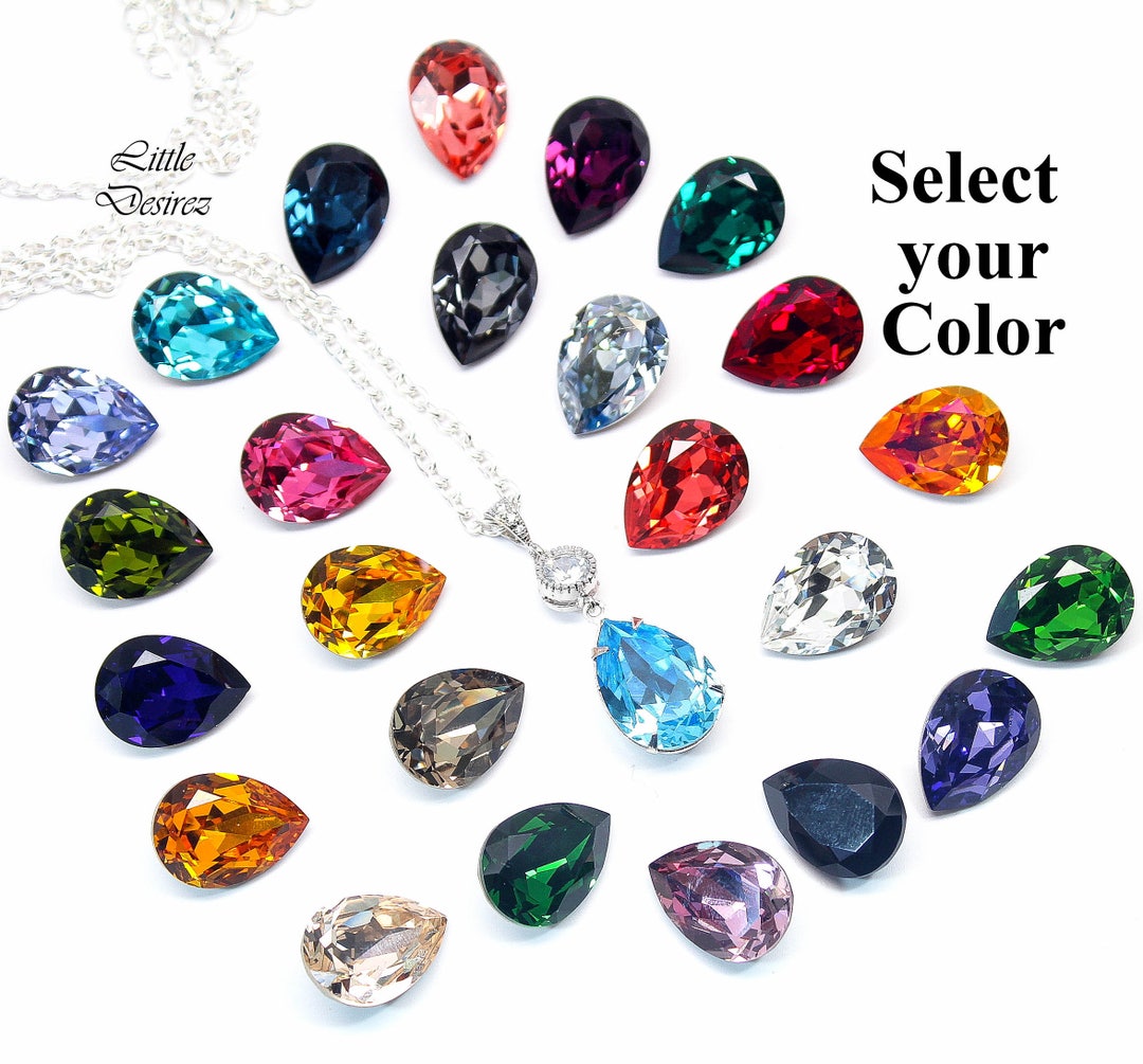 SELECT YOUR COLOR - Crystal Necklace Pendant Necklace Bridal Necklace ...