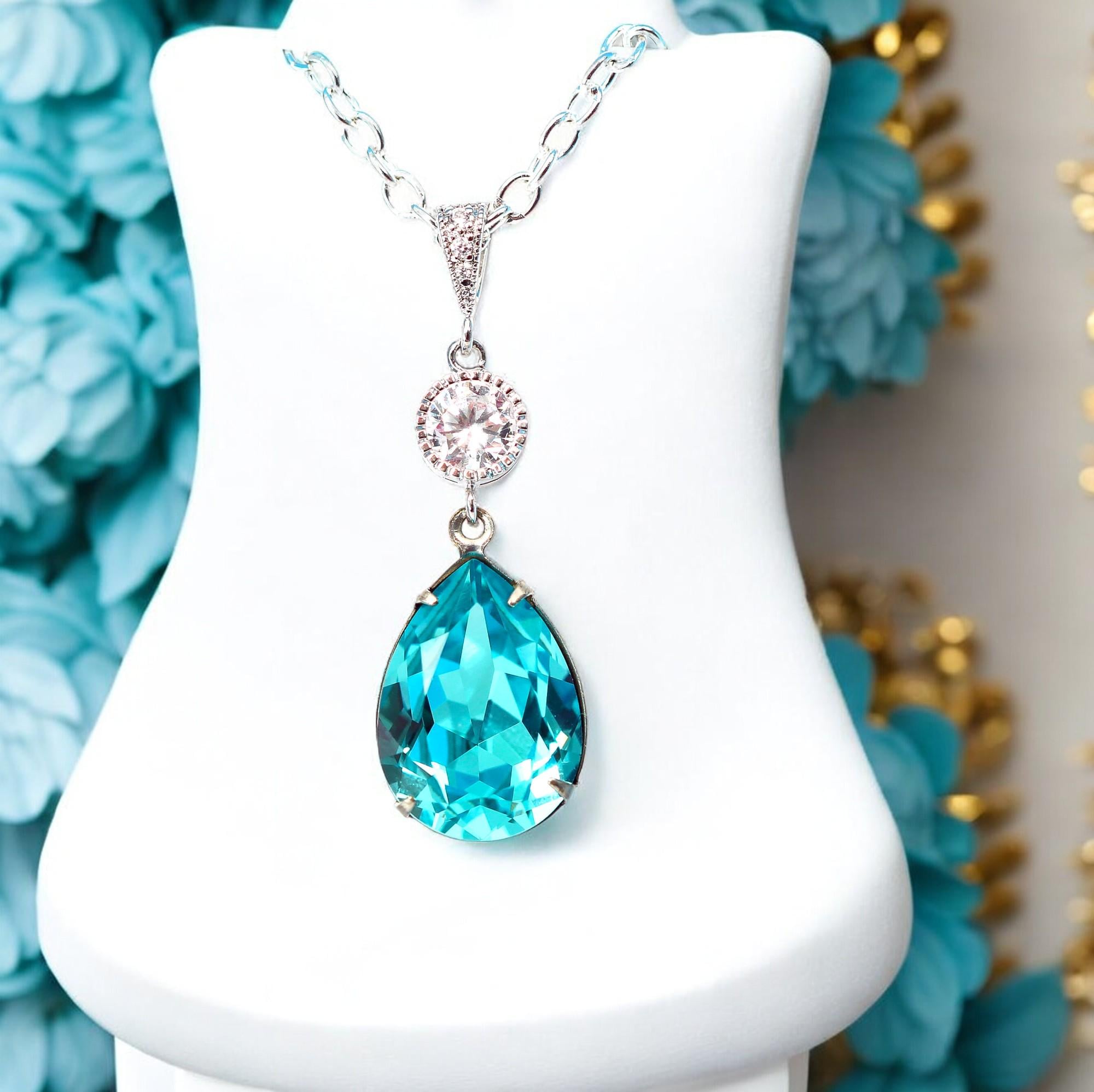 Blue Necklace Turquoise Necklace Blue Jewelry Necklace Bridal Necklace ...