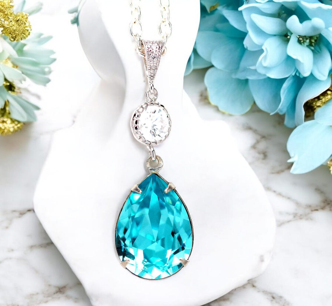 Blue Necklace Turquoise Necklace Blue Jewelry Necklace Bridal Necklace ...