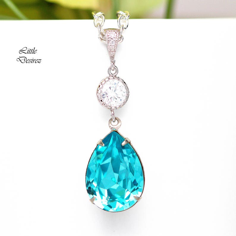 Blue Necklace Turquoise Necklace Blue Jewelry Necklace Bridal - Etsy