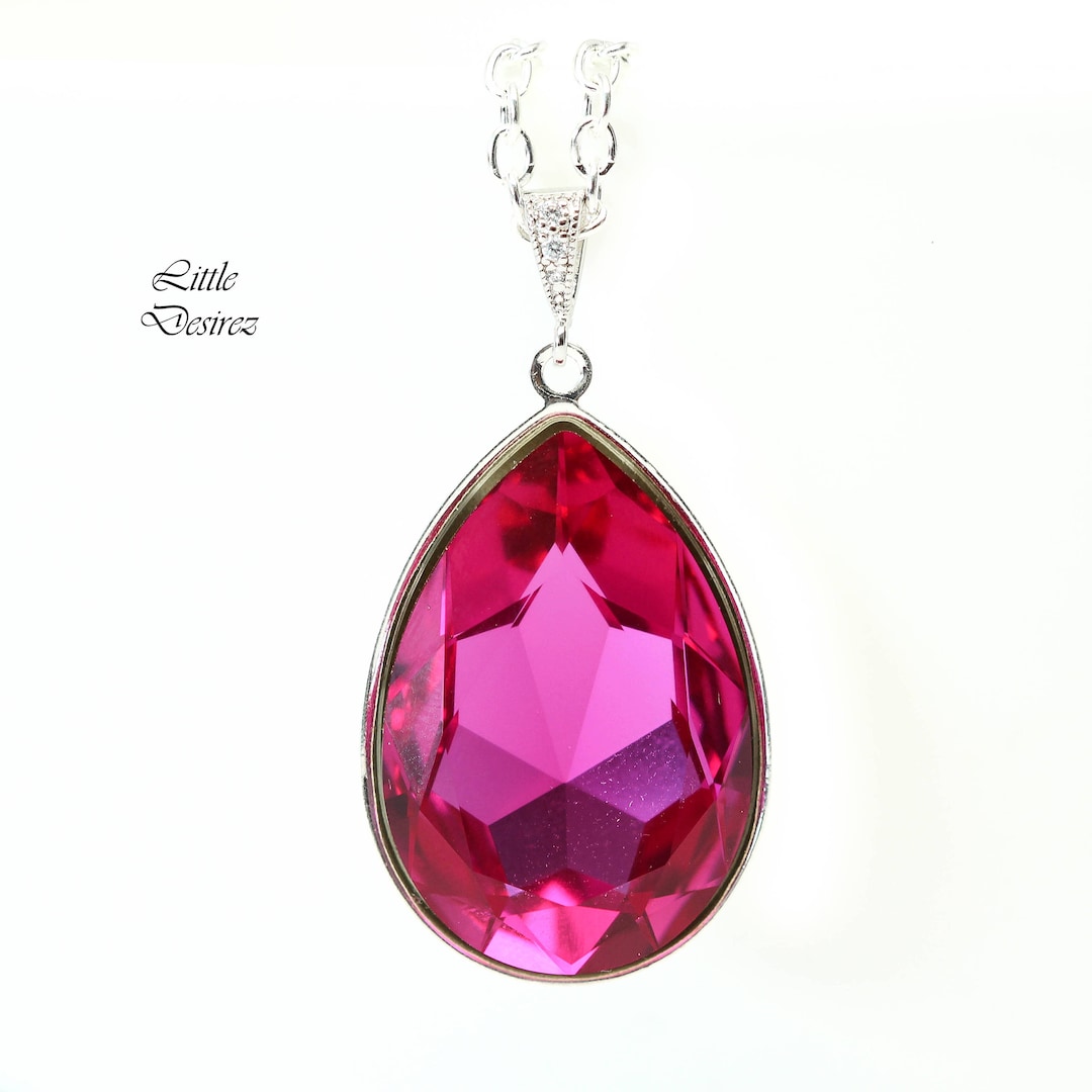 Sterling Red Crystal Necklace | Bridal Princess Locket | Chic Pearl ...