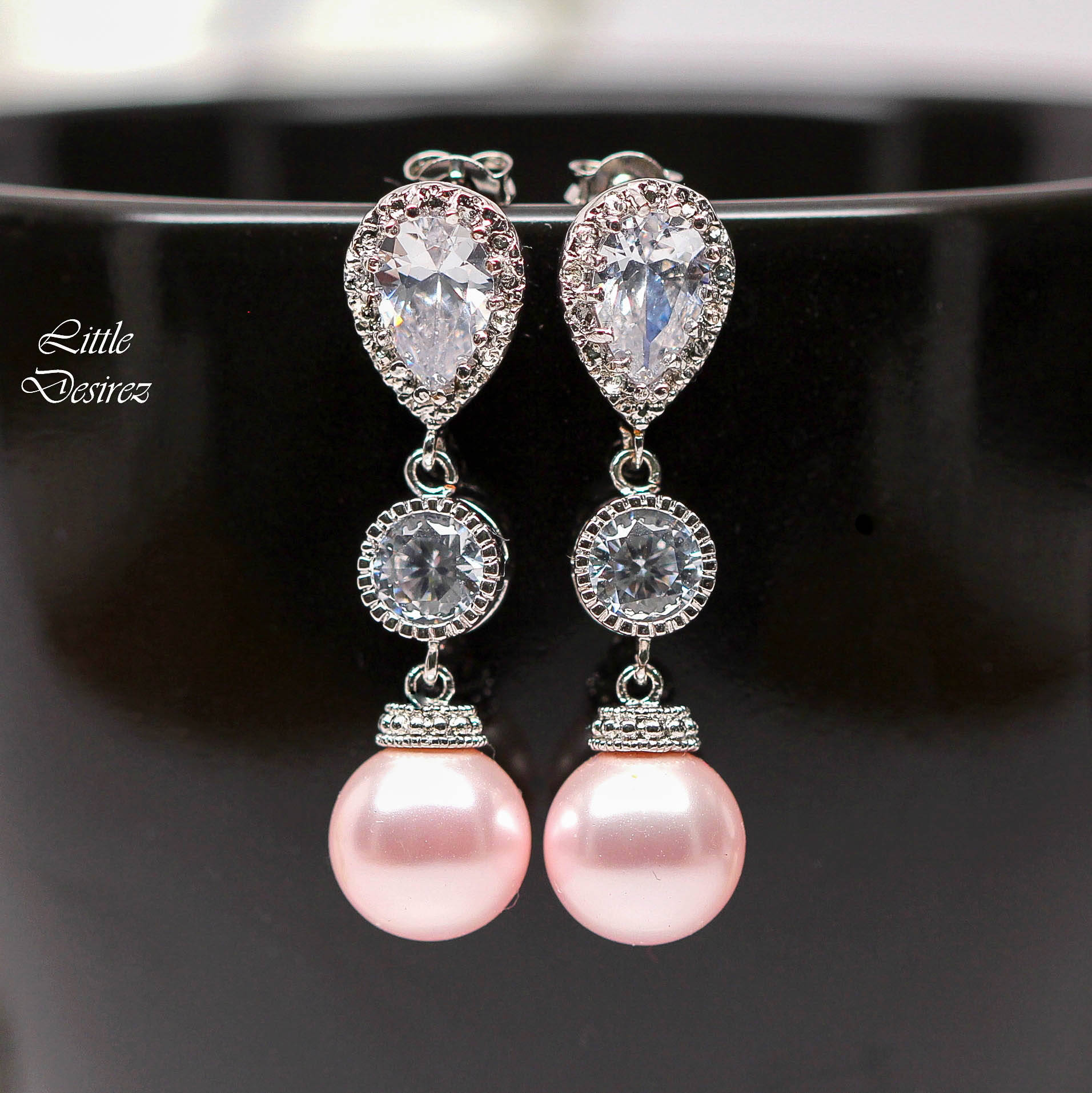 Pink Pearl Earrings Bridal Earrings Blush Pink Earrings | Etsy