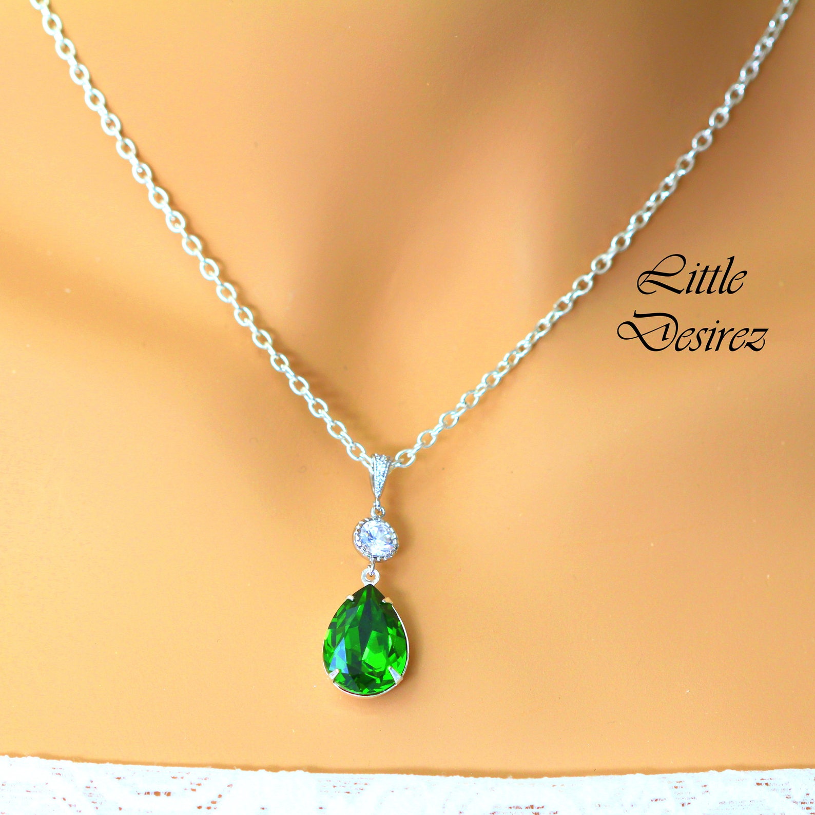 Green Necklace Shamrock Green Jewelry Bright Green Necklace | Etsy