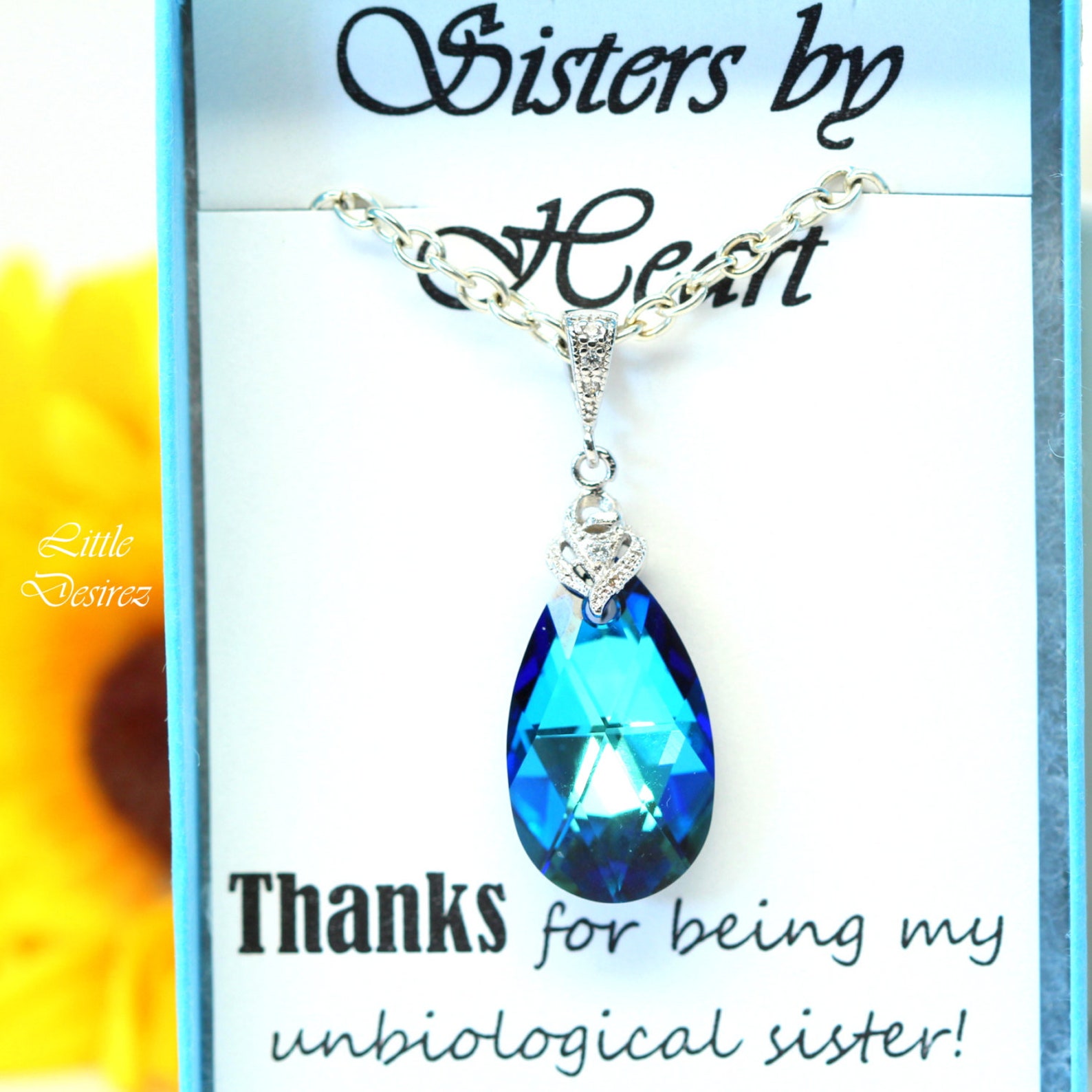 Bermuda Blue Crystal Necklace Blue Necklace Bridal Necklace Bridesmaid ...