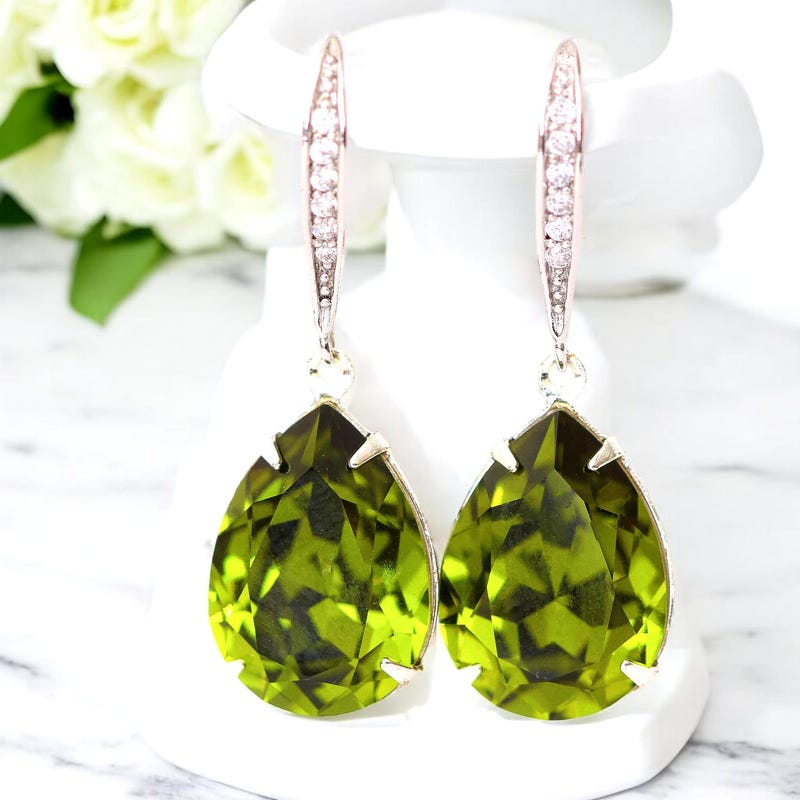 Green Earrings - Etsy