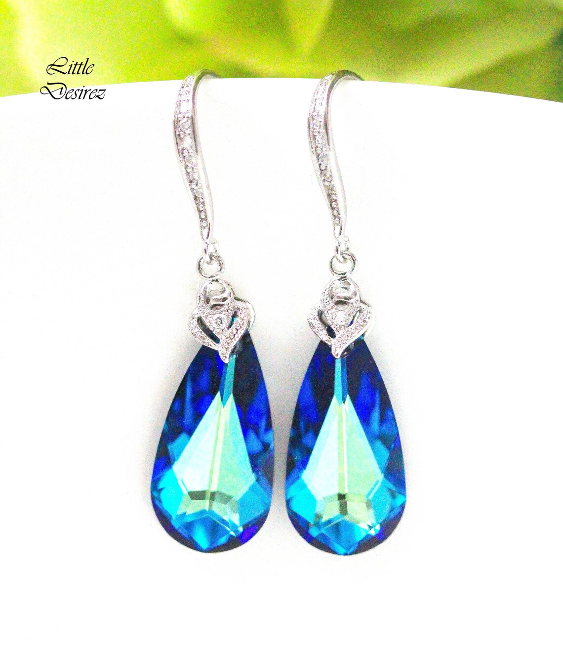 Bermuda Blue Crystal Necklace & Earrings Set Teal Blue Something Blue ...