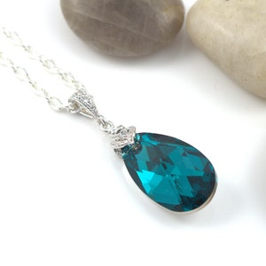 READY TO SHIP Teal Necklace Teal Green Pendant Necklace Sparkly Crystal ...