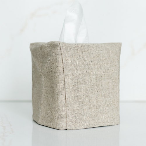 Monogrammed Linen Tissue Box Cover - Etsy