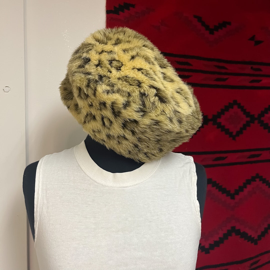 Vintage Leopard Faux Fur Hat : Cheetah Animal Print Furry Hat - Etsy