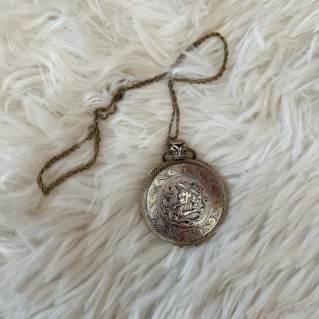 Vintage Solid Perfume Pendant Necklace : Max Factor Aquarius Compact ...