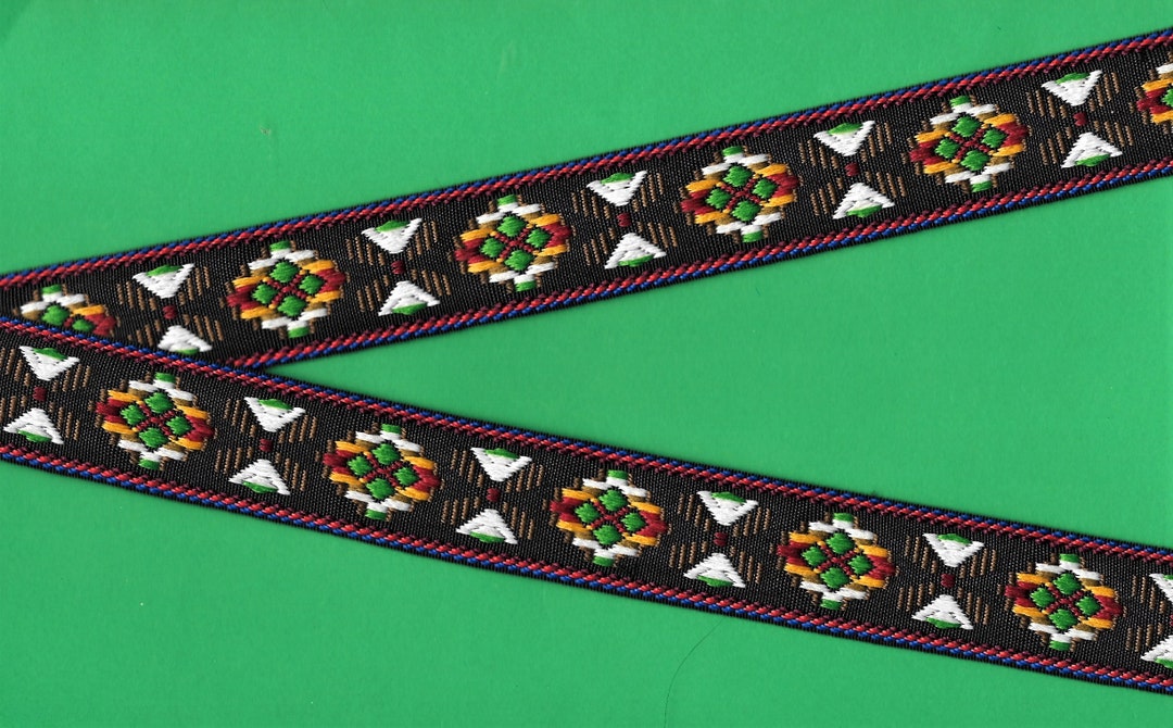 NATIVE AMERICAN F-09-A Jacquard Ribbon Poly Trim, 1 Wide 25mm Tribal ...