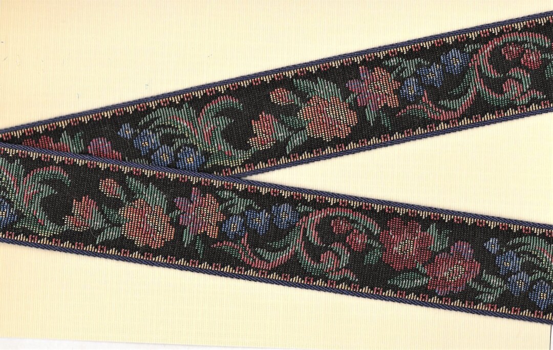 FLORAL TAPESTRY H-09-D Jacquard Ribbon Cotton Trim 1-1/2" Wide (38mm ...
