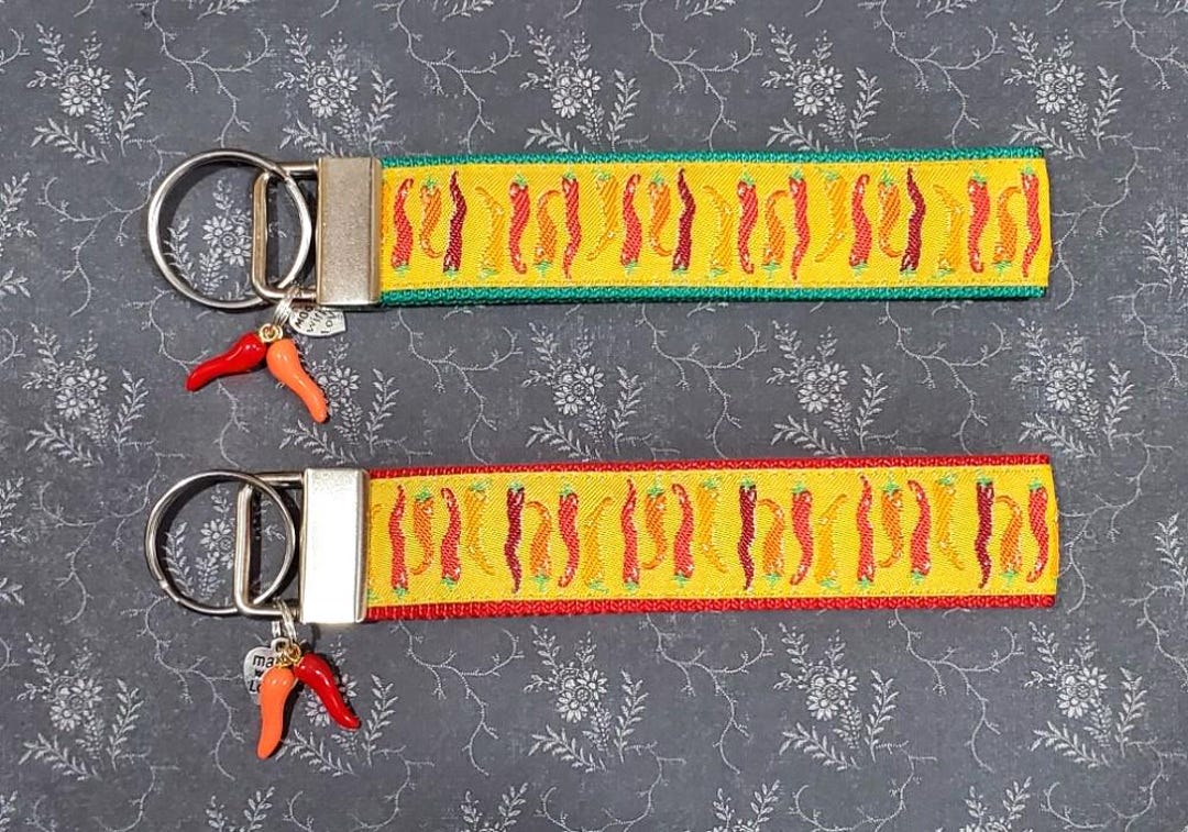 NOVELTY Jacquard Ribbon/nylon Web 1" Wide (25mm) Key Fobs, Chili ...
