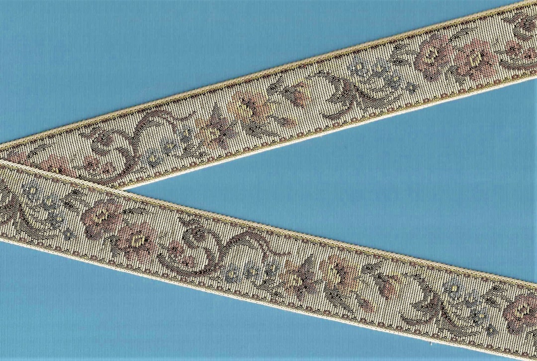 FLORAL TAPESTRY H-09-i Jacquard Ribbon Cotton Trim 1-1/2" Wide (38mm ...