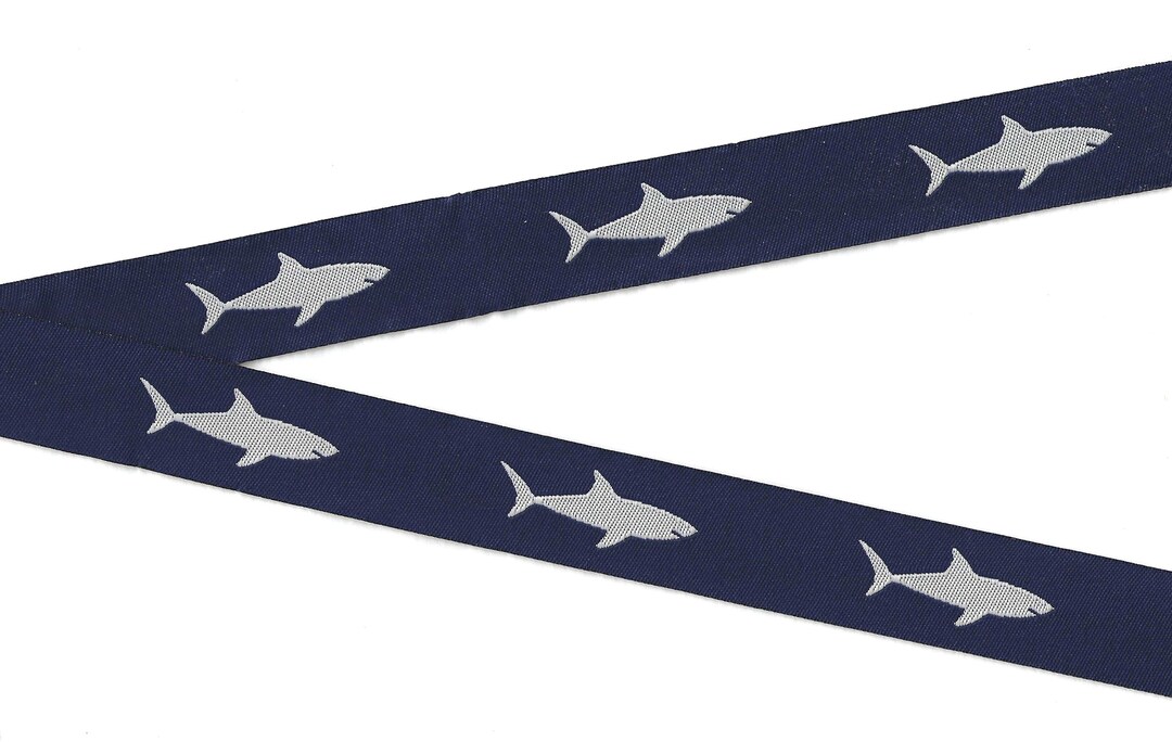 Animals/water E-33-A Jacquard Ribbon Poly Trim 7/8" Wide (22mm) Navy ...