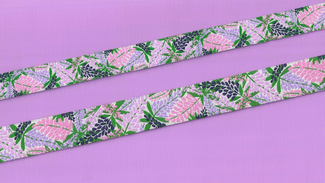 RDS 27-A Jacquard Ribbon Poly Trim 5/8" (16mm) or 7/8" (22mm) Lupine ...