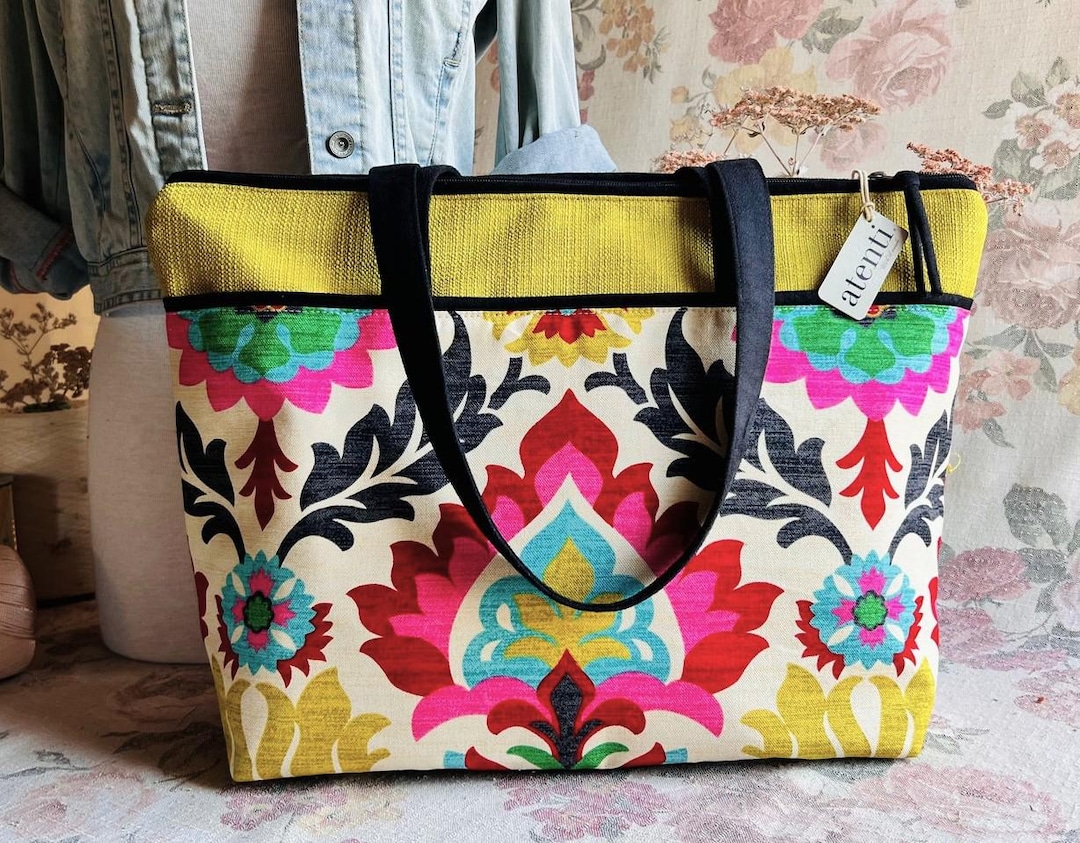 ATENTI "santa Maria" Bright Floral, Satchel Bag Organizer, Needle Arts ...
