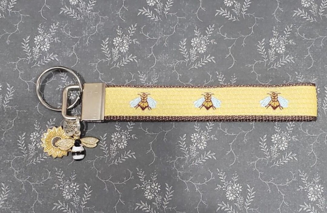 INSECTS Jacquard Ribbon/nylon Web 3/4" Wide (20mm) Key Fobs, Honey Bees ...