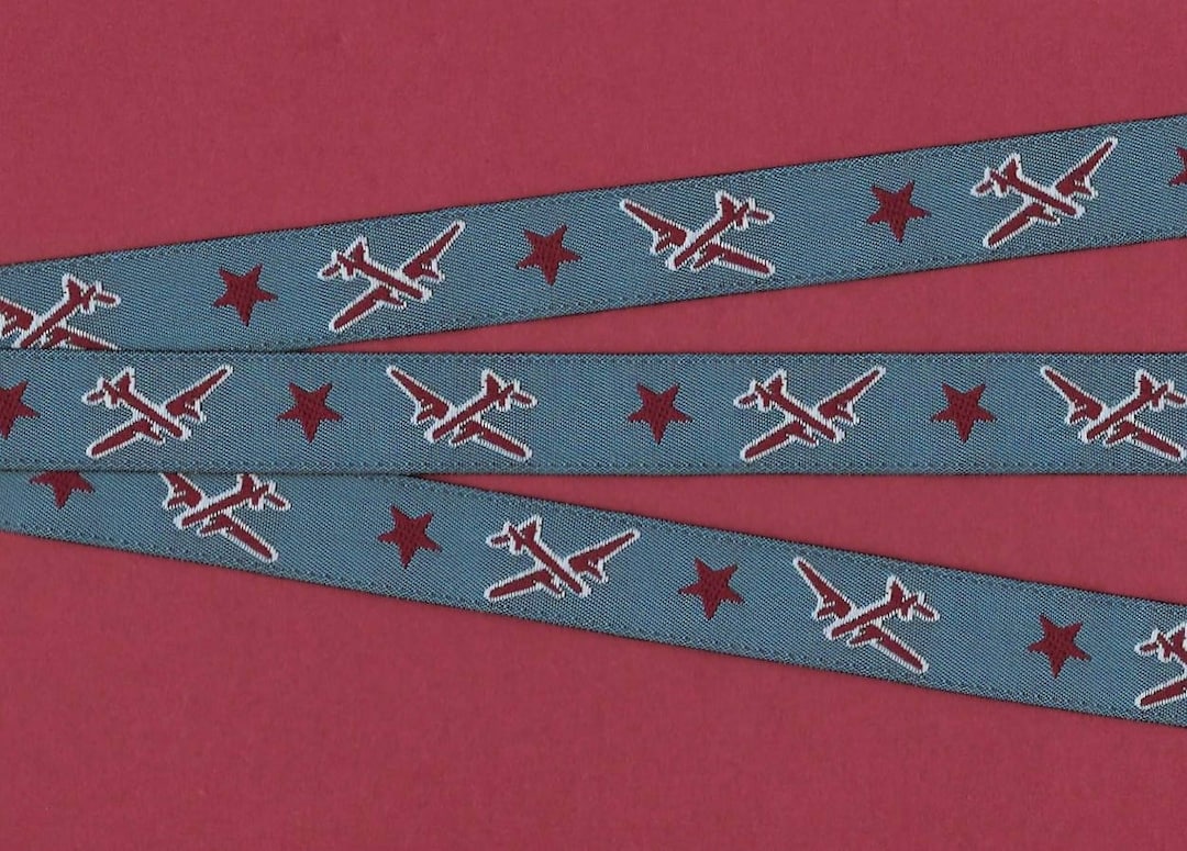 NOVELTY/PLANES C-01-C Jacquard Ribbon Poly Trim 5/8 Wide 16mm Dusty ...
