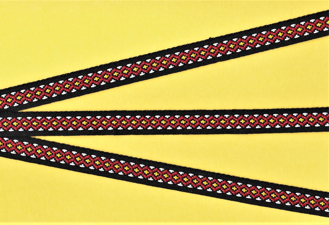 NATIVE AMERICAN B-28-A Jacquard Ribbon Polyester Trim 9/16" Wide (14mm ...