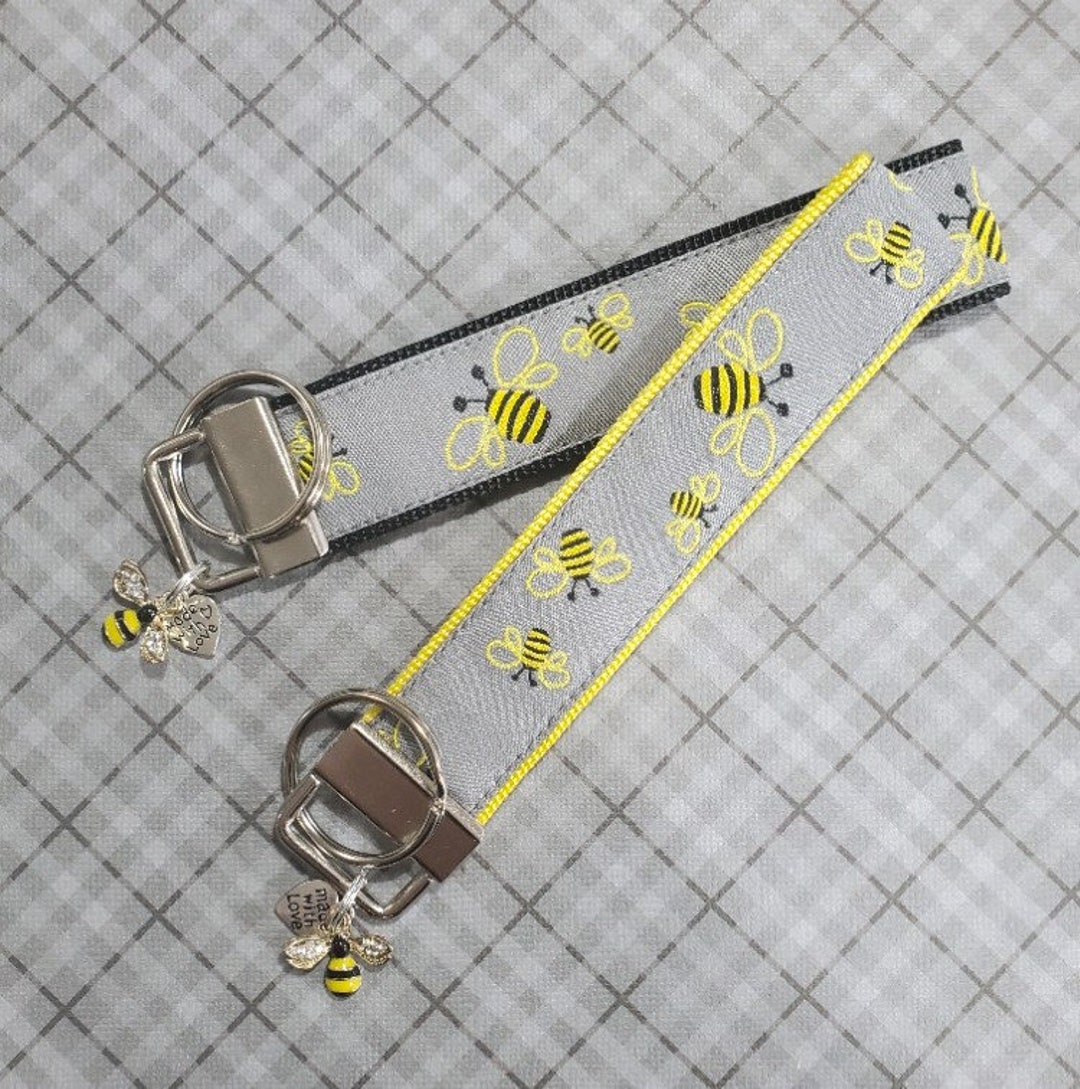 Jacquard Ribbon/nylon Web Key Fobs BUSY BEES W/charms Keychain Key Fob ...
