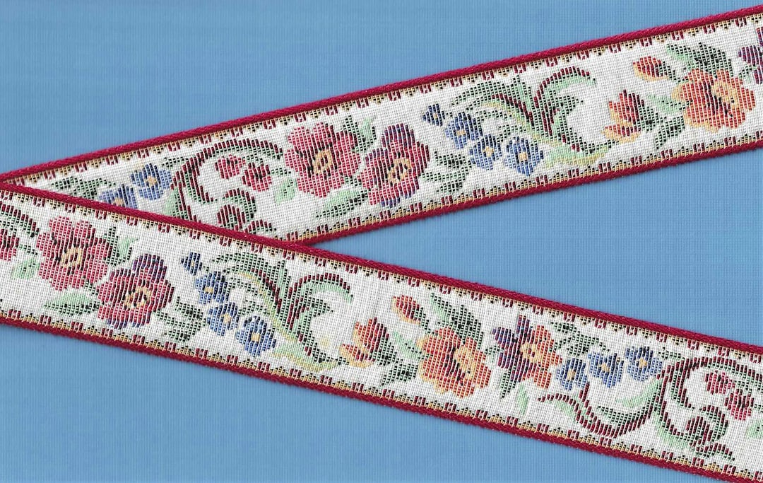 FLORAL TAPESTRY H-09-F Jacquard Ribbon Cotton Trim 1-1/2" Wide (38mm ...