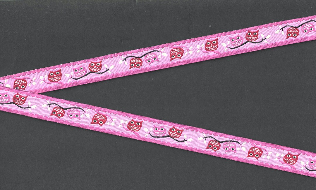Animals/birds C-19-A Jacquard Ribbon Poly Trim 5/8" Wide (16mm) Pink ...
