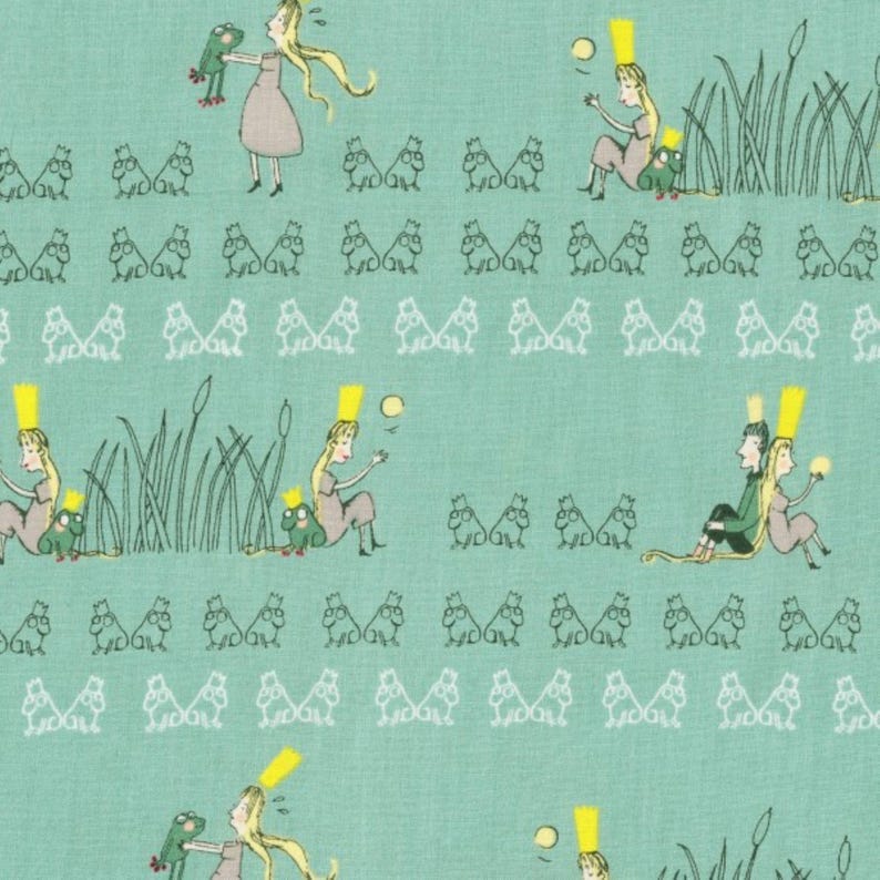 Fairy Tale Fabric THE FROG PRINCE by Sybille Hein 58" Wide 100% Organic ...
