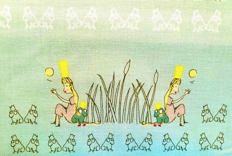 Fairy Tale Fabric THE FROG PRINCE by Sybille Hein 58" Wide 100% Organic ...