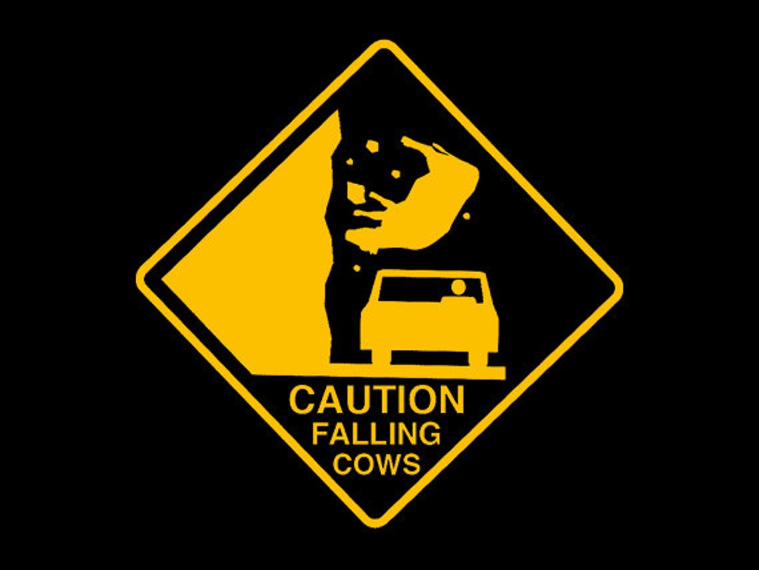 FUNNY TSHIRT Caution Falling Cows T-shirt Road Sign Mens Womens Kids ...