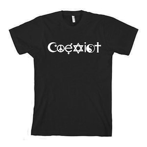 COEXIST TSHIRT Christian Jewish Catholic Muslim Democrat Mens Womens ...