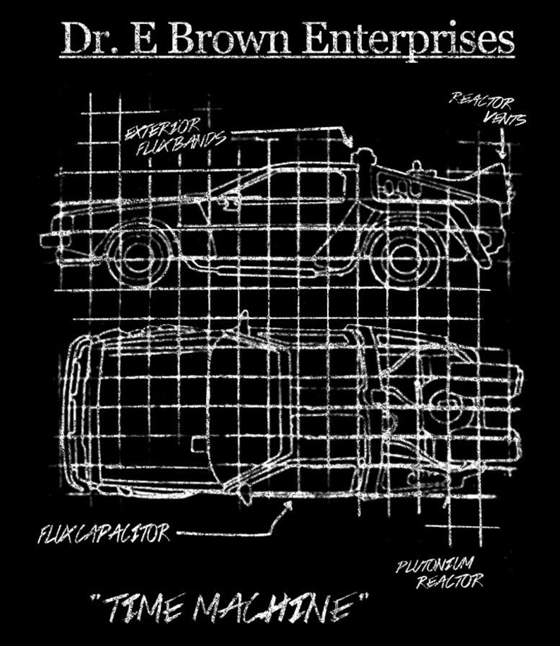 FUNNY T-SHIRT 80s Movie Time Machine Schematics T-shirt Science Fiction ...