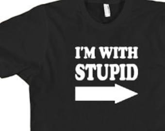 I'M WITH Stupid Pointing Finger T-shirt Men's and - Etsy