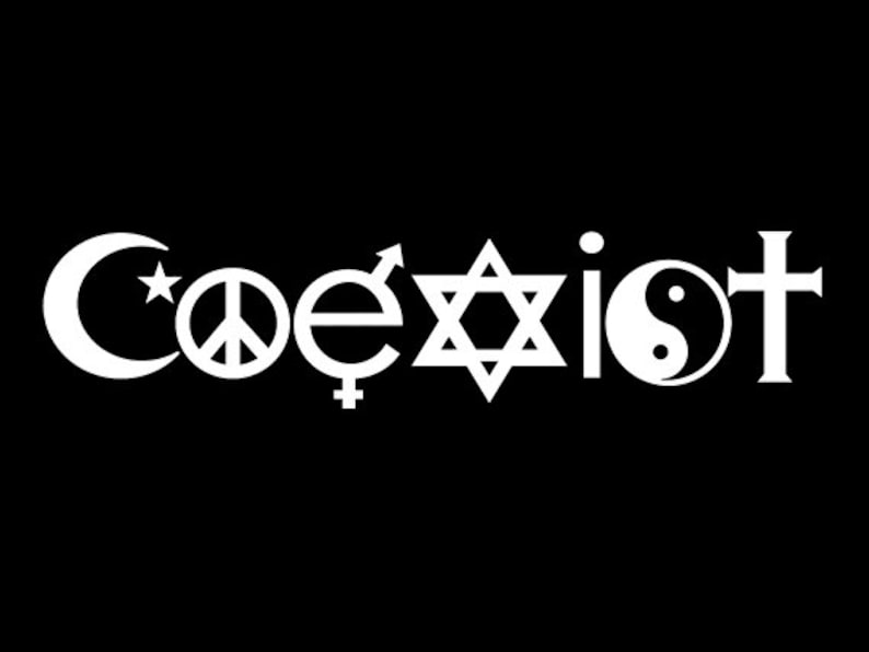 COEXIST TSHIRT Christian Jewish Catholic Muslim Democrat Mens | Etsy