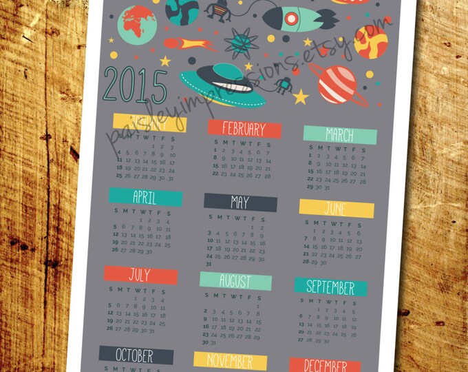Outer Space Scene 2015 Wall Calendar Printed to Order - Etsy