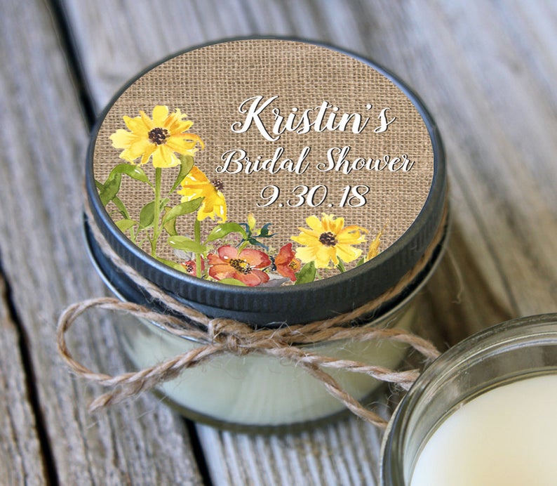 Set Of 12 4 Oz Soy Candle Bridal Shower Favors Burlap And Etsy
