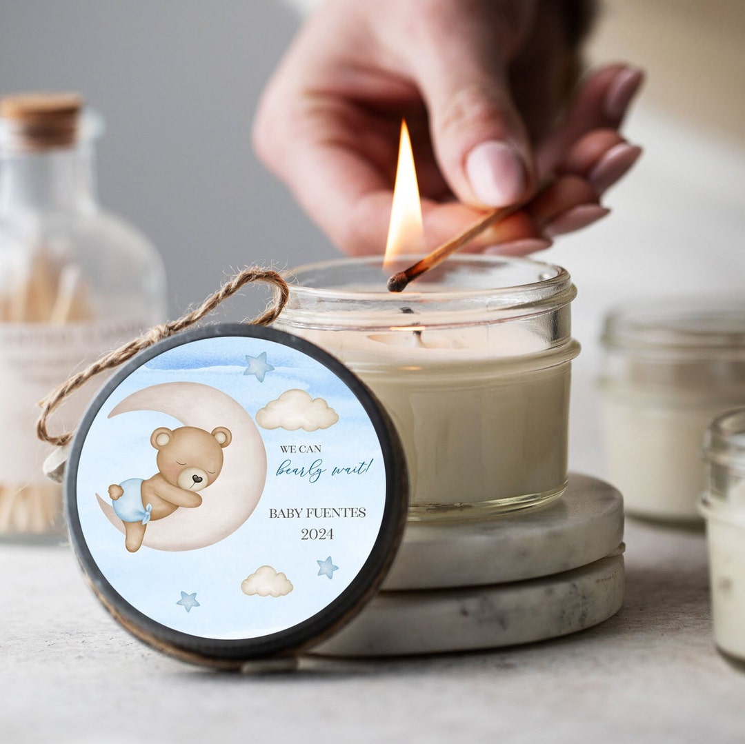 Teddy Bear Baby Shower Favors: Set of 6 Blue Bearly Wait Candlefavors ...