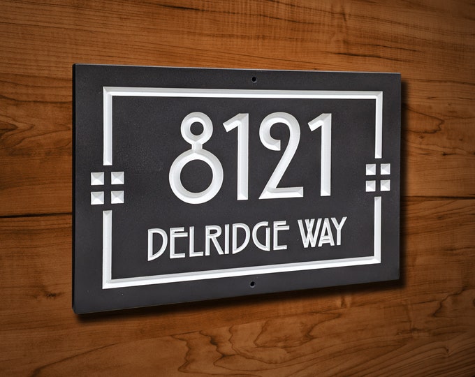 SIGN210 12" X 8" X 3/4" Engraved Craftsman House Number Sign, Custom ...
