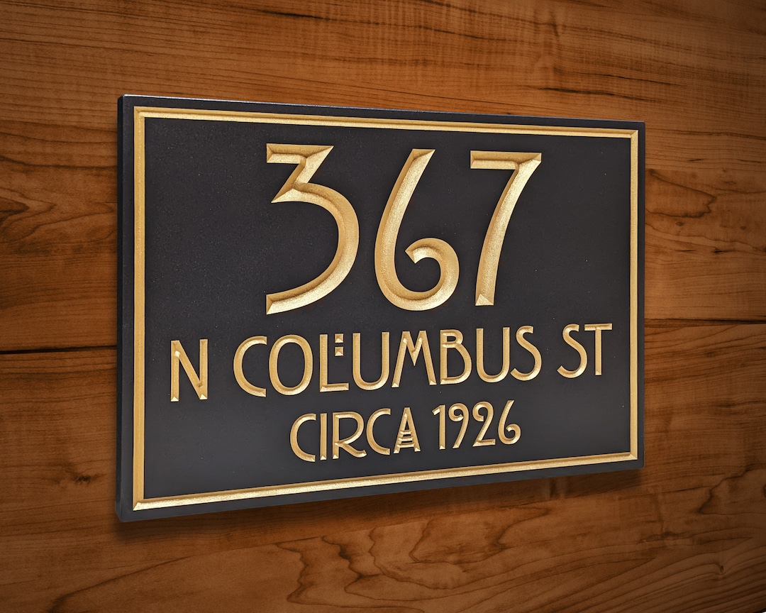 SIGN55 12-1/2" X 8-3/4" X 3/4" Engraved Stickley Address Sign, Custom ...