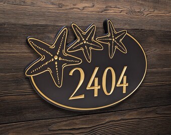 Starfish House Number Sign - Etsy